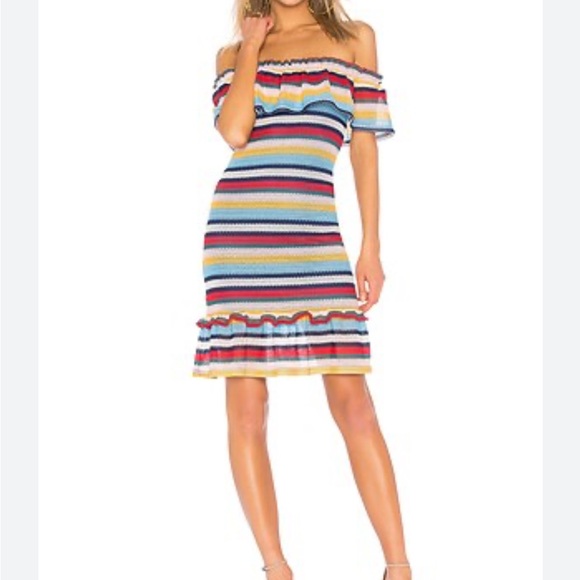 Parker | Dresses | Parker Revolve Rainbow Knit Resort Mini Dress Ruffle ...